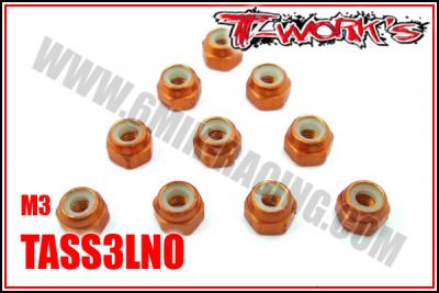 Ecrous Nylstop M3 alu "Orange" T-Work's (10 Pcs) - TASS3LNO